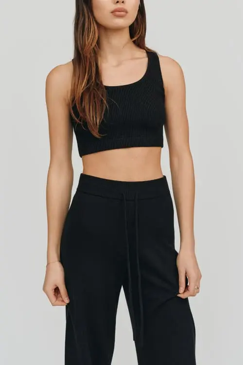 KATHRYN MCCARRON Bardot Cropped Tank - Black