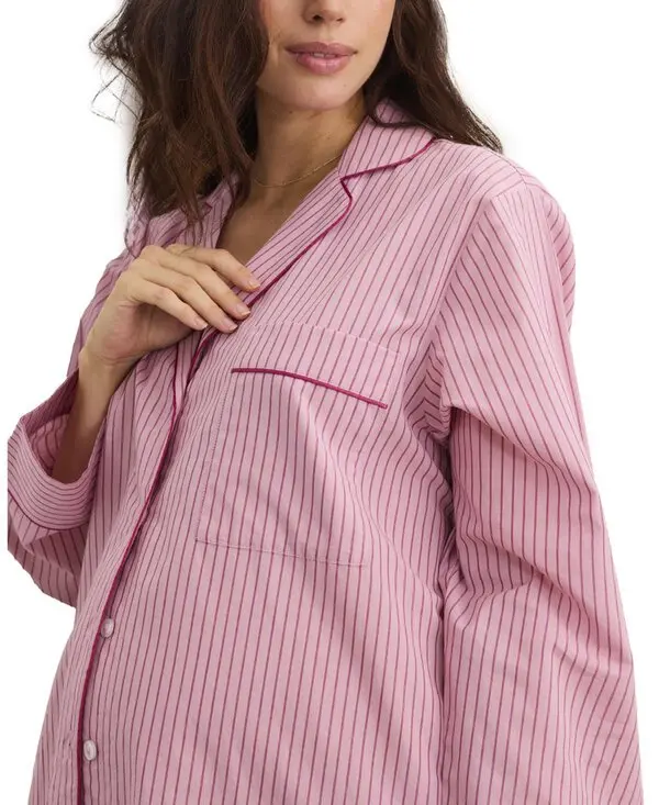 Hatch Collection The Striped Cotton Classic Pajama Maternity Set