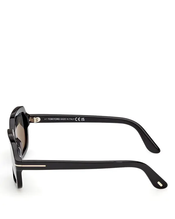 TOM FORD Rectangular Sunglasses, 53mm - Shiny Black/smoke Lens