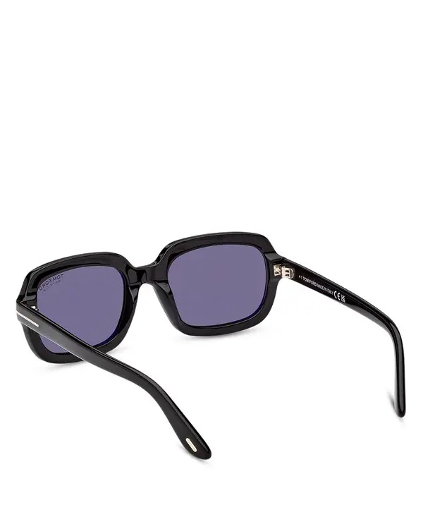 TOM FORD Rectangular Sunglasses, 53mm - Shiny Black/smoke Lens