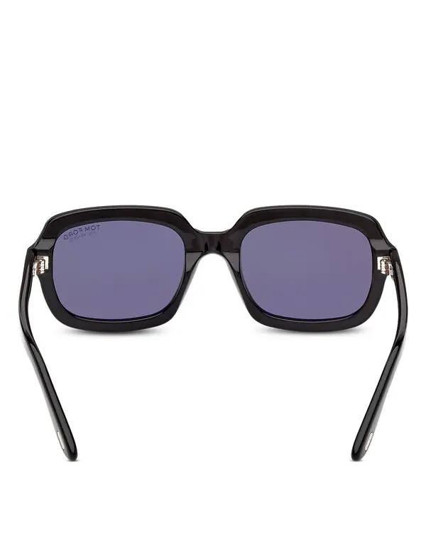 TOM FORD Rectangular Sunglasses, 53mm - Shiny Black/smoke Lens