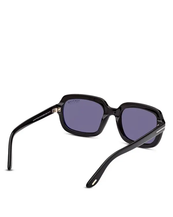 TOM FORD Rectangular Sunglasses, 53mm - Shiny Black/smoke Lens