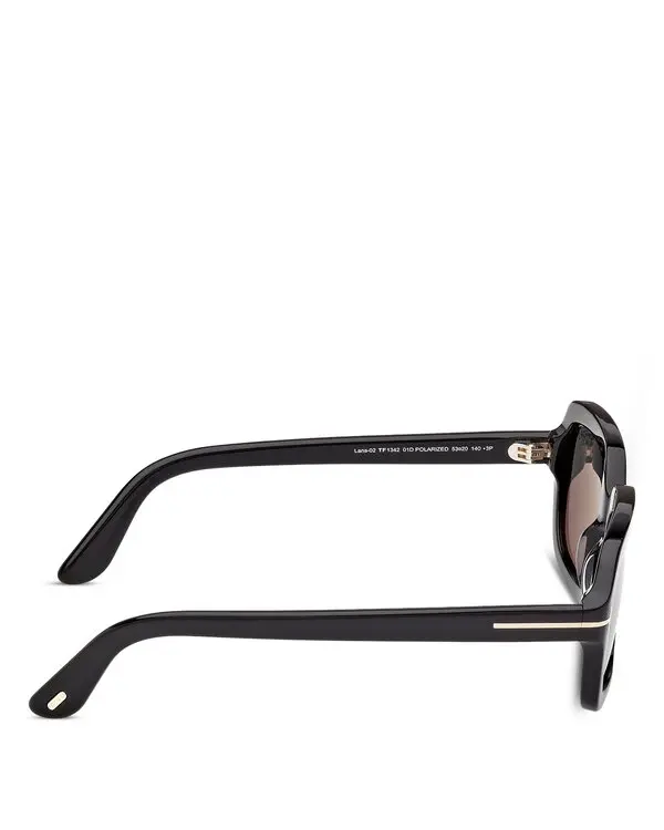 TOM FORD Rectangular Sunglasses, 53mm - Shiny Black/smoke Lens