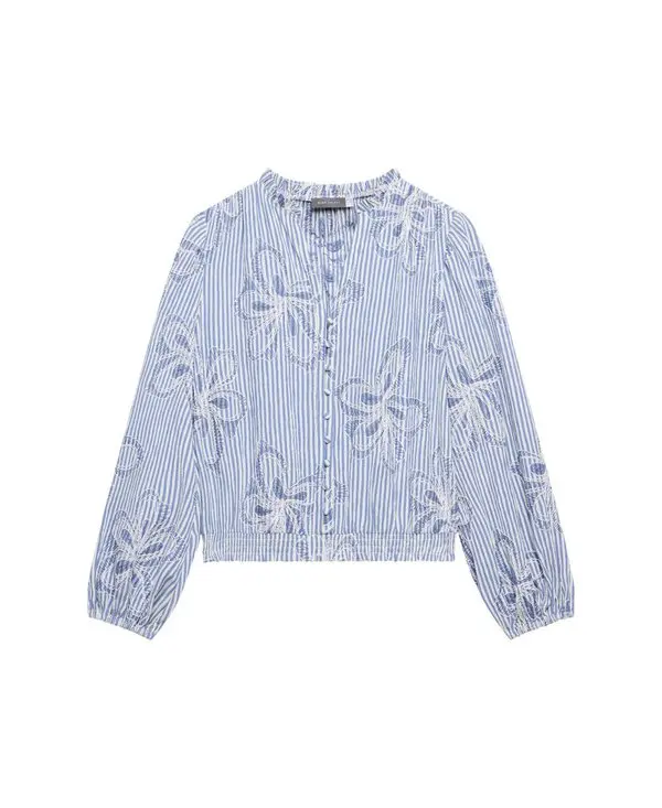 Mint Velvet Striped Embroidered Floral Blouse