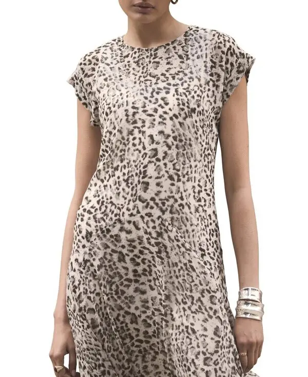 Mint Velvet Leopard Print Cap Sleeve Midi Dress
