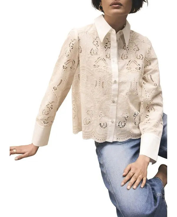 Mint Velvet Crochet Cropped Shirt