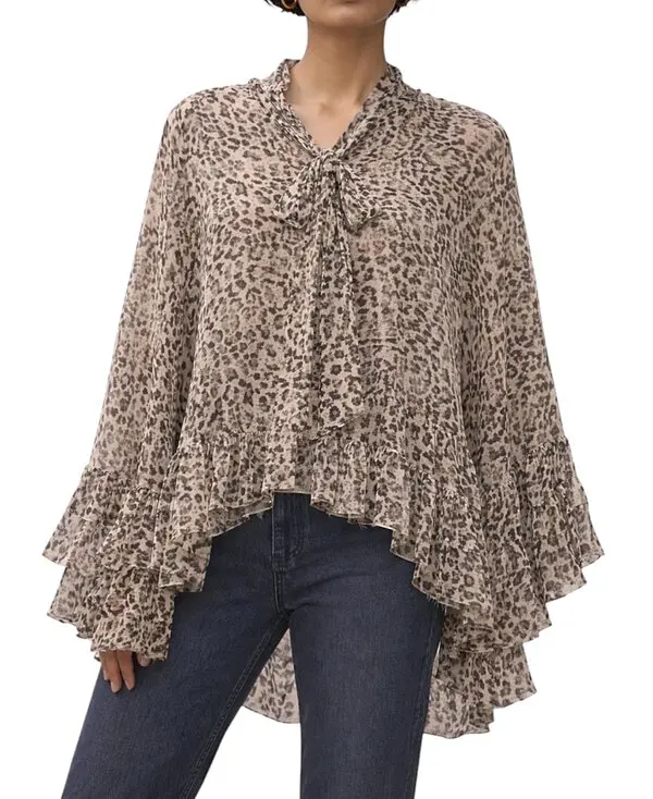 Mint Velvet Leopard Print Ruffle Blouse