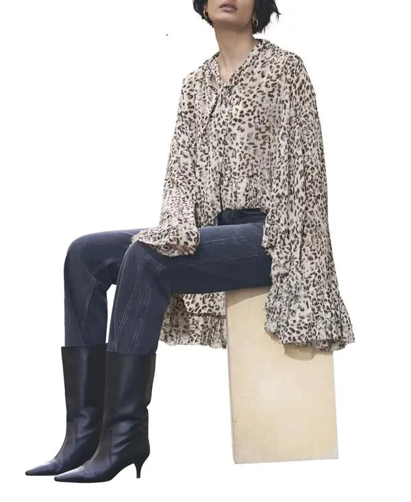 Mint Velvet Leopard Print Ruffle Blouse