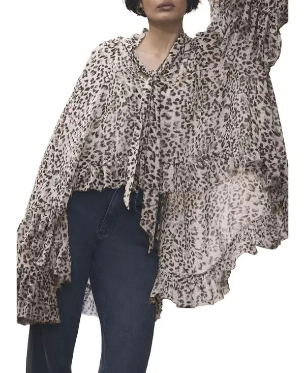 Mint Velvet Leopard Print Ruffle Blouse