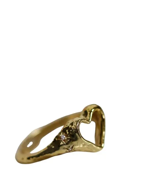 OTTOMAN HANDS 18ct -plated Sterling Silver Heart Ring With Zirconia