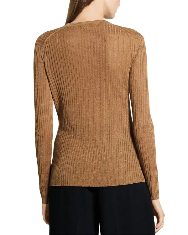 Theory Linen Blend Ribbed Cardigan