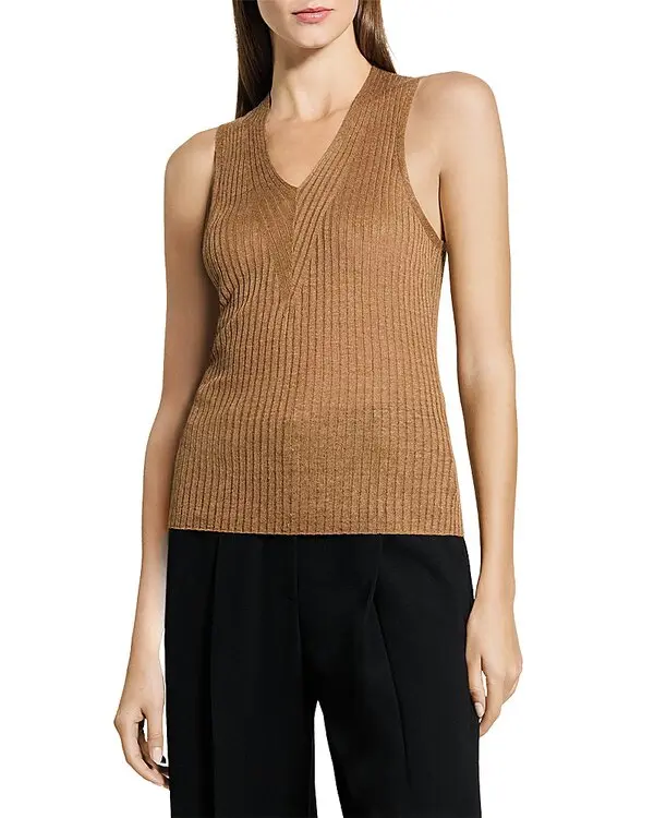 Theory Linen Blend Ribbed Sweater Tank