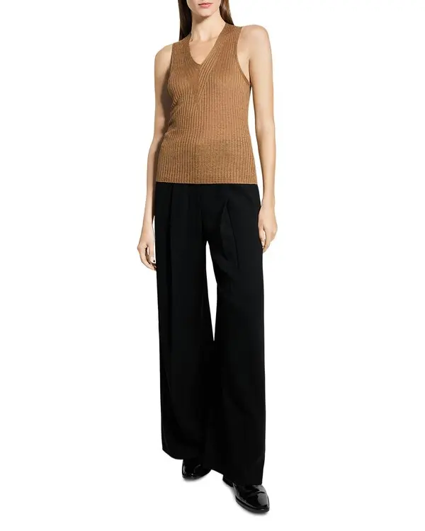 Theory Linen Blend Ribbed Sweater Tank