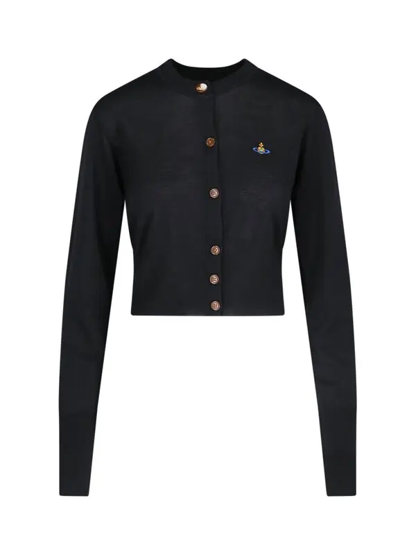 VIVIENNE WESTWOOD Crop Logo Cardigan - Black
