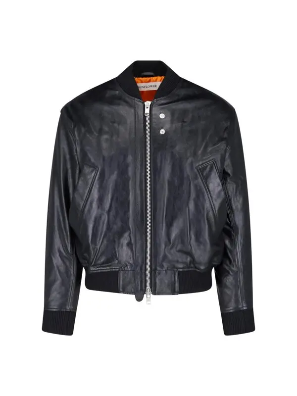 SUNFLOWER Jil Sander Leather Bomber Jacket - Black