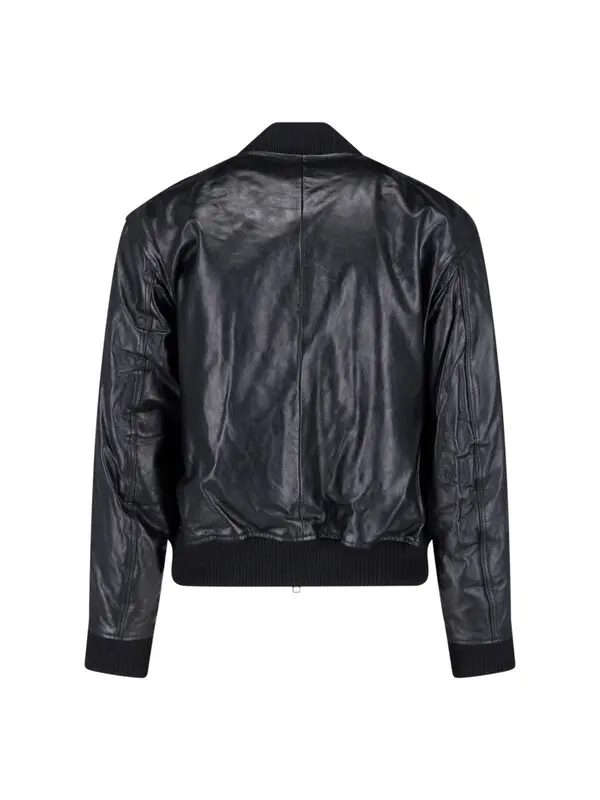 SUNFLOWER Jil Sander Leather Bomber Jacket - Black