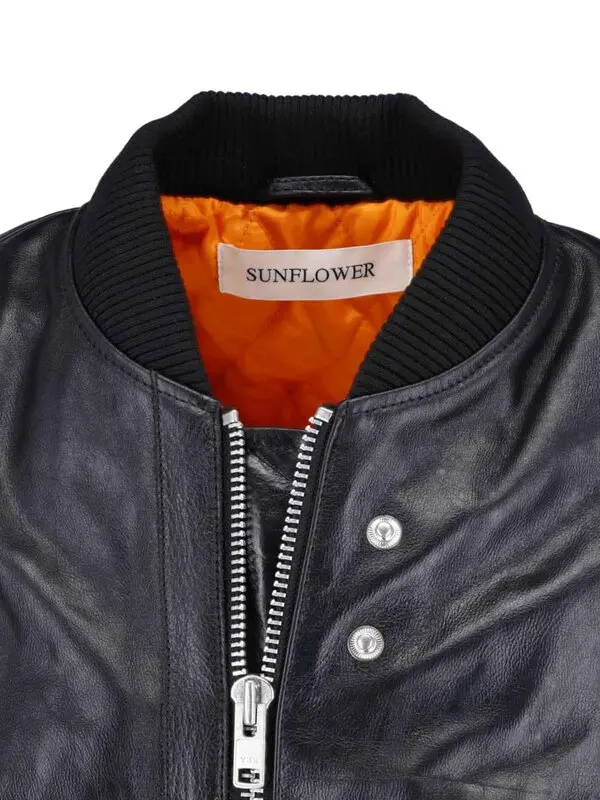 SUNFLOWER Jil Sander Leather Bomber Jacket - Black