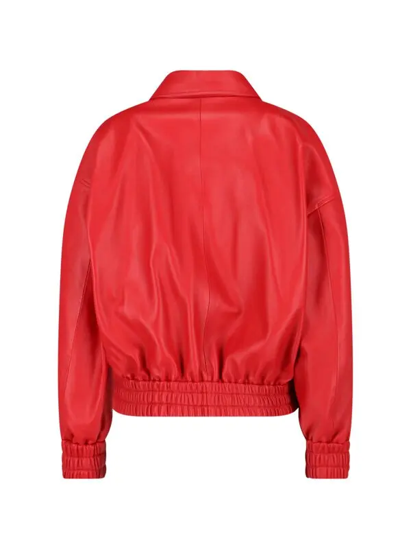 JIL SANDER Leather Bomber Jacket - Red