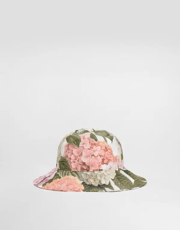 Dolce & Gabbana Hydrangea-print Poplin Wide Brim Hat - Multicolor
