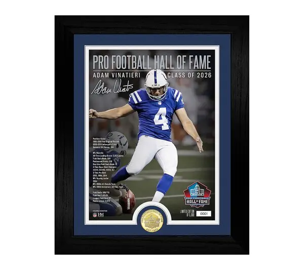 HIGHLAND MINT Adam Vinatieri Colts 2026 Nfl Hall Of Fame Indu Ction Frame - One-color