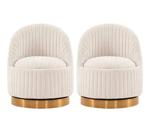 MANHATTAN COMFORT Leela Chenille Swivel Lounge Chair- Set Of 2 - One-color