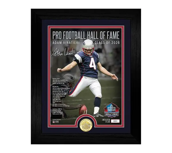 HIGHLAND MINT Adam Vinatieri Patriots 2026 Nfl Hall Of Fame I Nduction Frame - One-color
