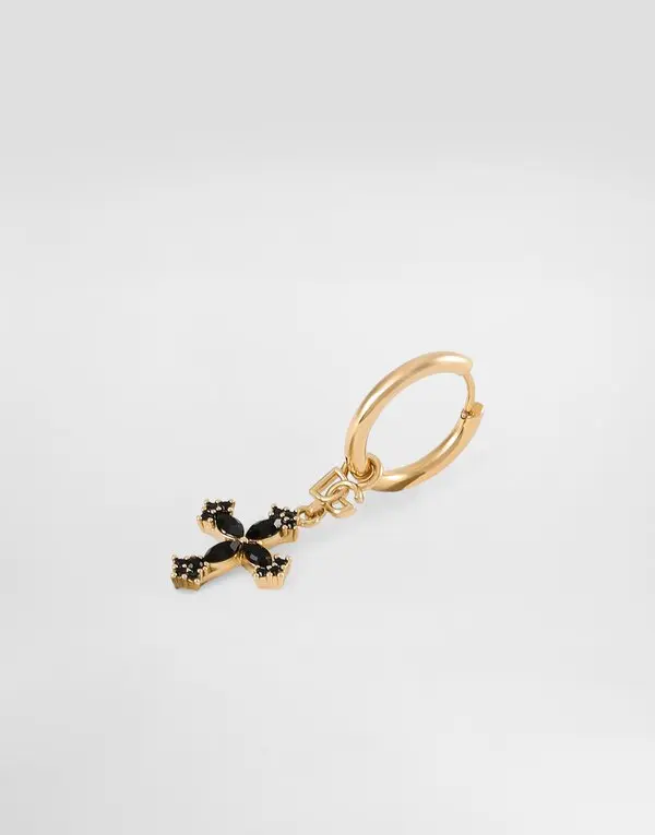 Dolce & Gabbana Hoop Earrings With Crosses And Rhinestones