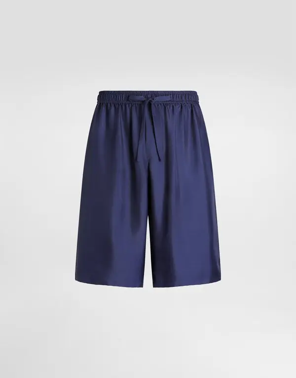 Dolce & Gabbana Vanity Silk Bermuda Shorts With Embroidery - Blue