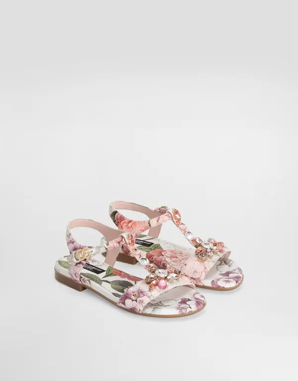 Dolce & Gabbana Flower-print Cotton Sandals