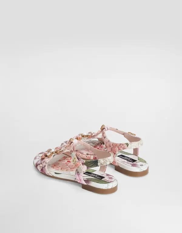 Dolce & Gabbana Flower-print Cotton Sandals