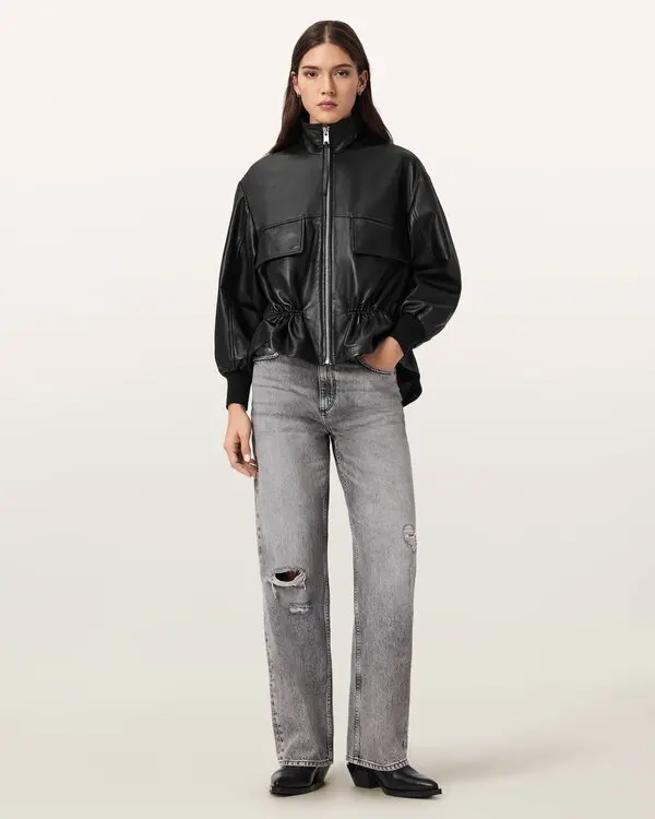 ALLSAINTS Flor Leather Jacket - Black
