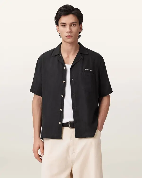 ALLSAINTS Wilder Embroidered Linen Shirt