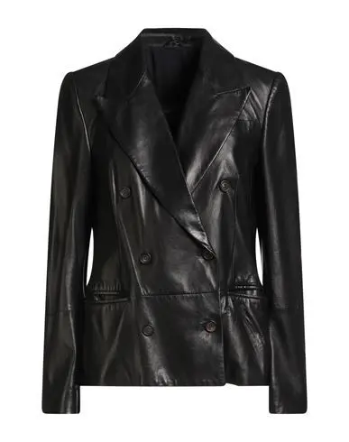 Brunello Cucinelli Double-breasted Leather Blazer - Black