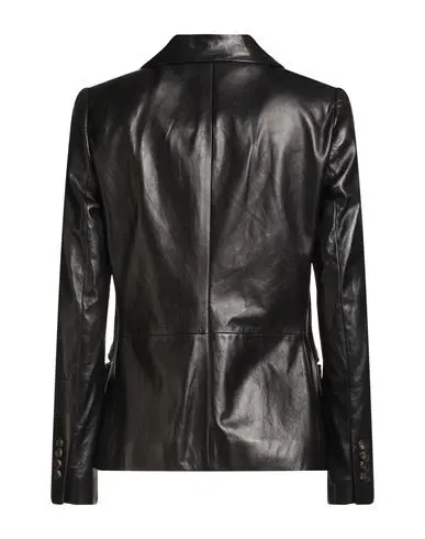 Brunello Cucinelli Double-breasted Leather Blazer - Black