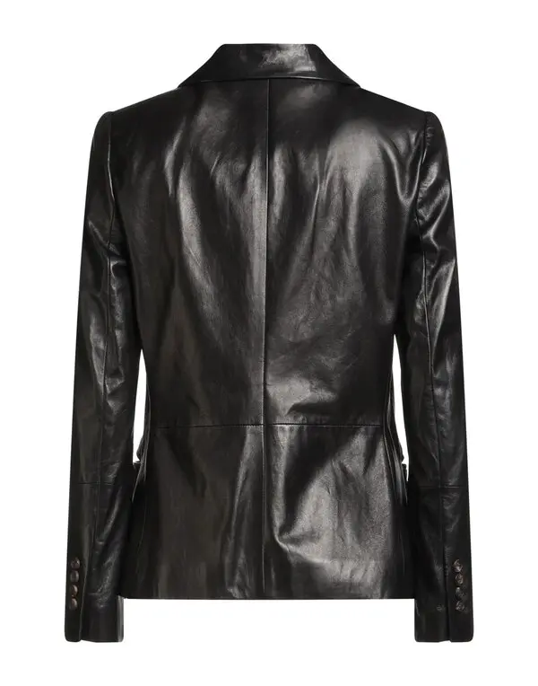 Brunello Cucinelli Double-breasted Leather Blazer - Black