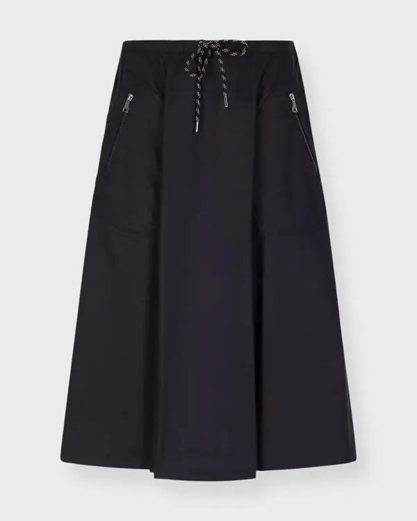 Moncler Cotton Blend Midi Skirt - Navy