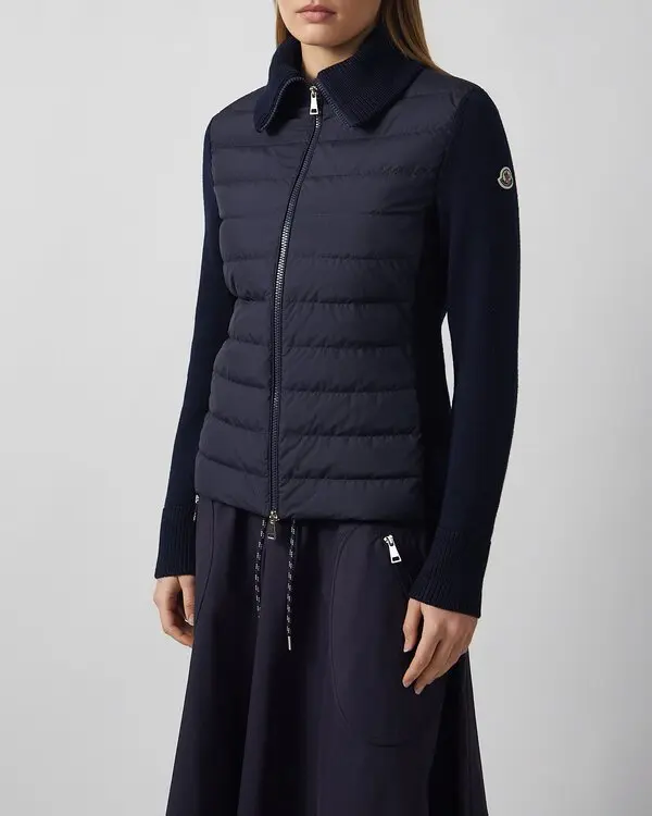 Moncler Wool Blend Padded Zip-up Cardigan