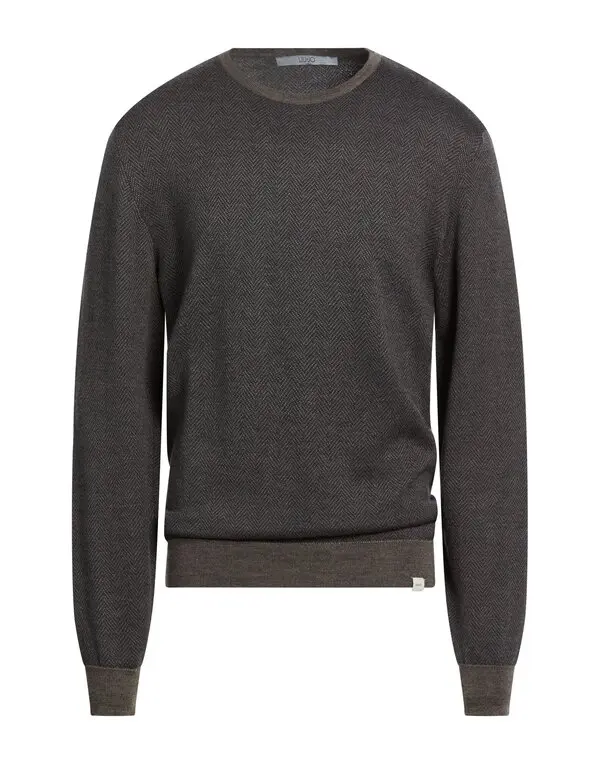 LIU •JO MAN Merino Wool Crewneck Sweater - Charcoal