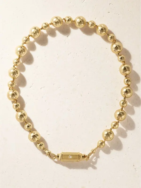 MARIE LICHTENBERG Baby Locket Grain D'or Diamond Necklace - Gold