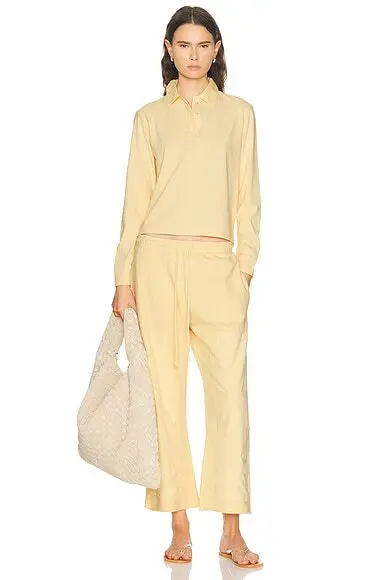 LESET Margo Long Sleeve Polo - Butter