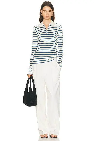 JIL SANDER Long Sleeve Striped Polo