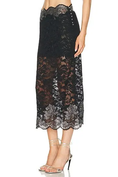 Rabanne Studded Lace Midi Skirt