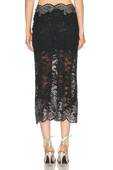 Rabanne Studded Lace Midi Skirt