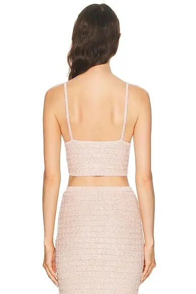 Alessandra Rich Knit Crop Top With Crystal Embellishments