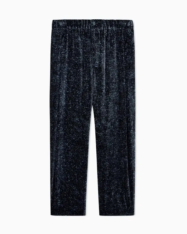 Giorgio Armani Chevron Print Velvet Trousers