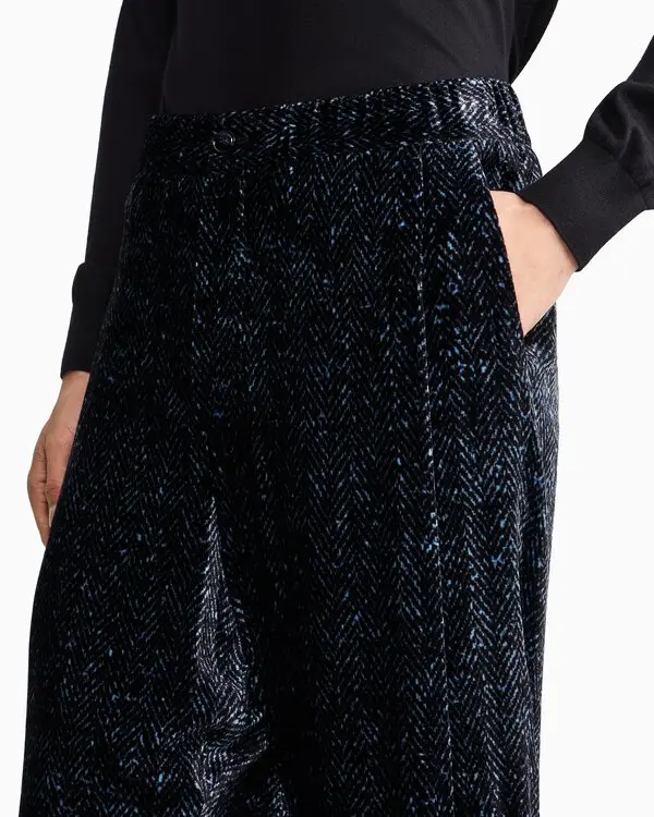 Giorgio Armani Chevron Print Velvet Trousers