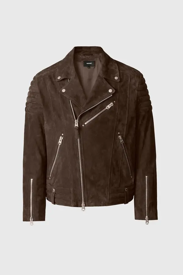 Mackage Kenneth-su Suede Biker Jacket - Umber