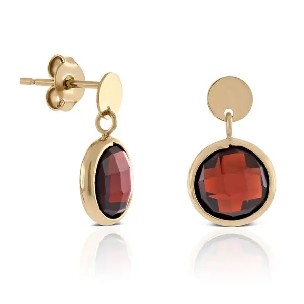 Benbridge Round Garnet Earrings In 14k Yellow Gold - Red
