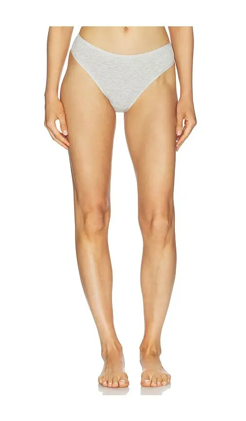 Natori Bliss Bare Cotton Thong In Light Grey - It Heather Grey