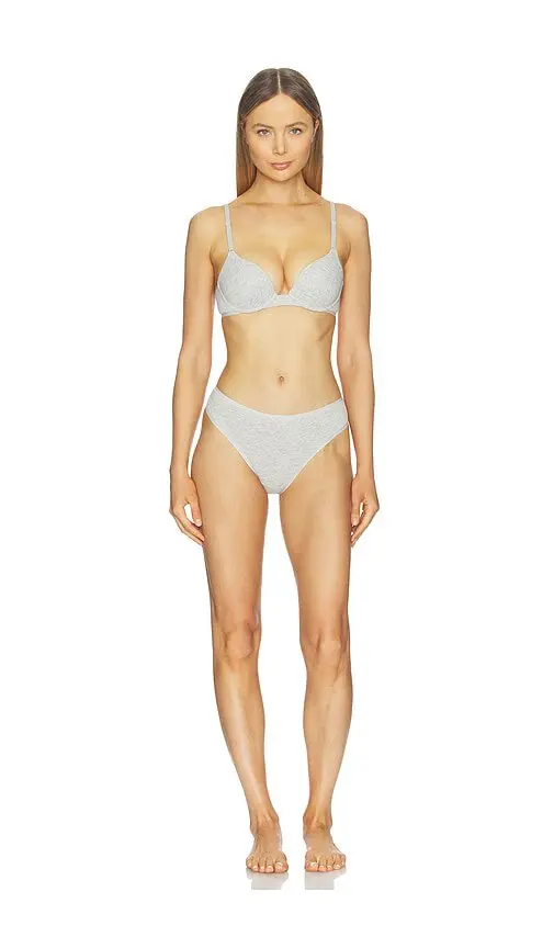 Natori Bliss Bare Cotton Thong In Light Grey
